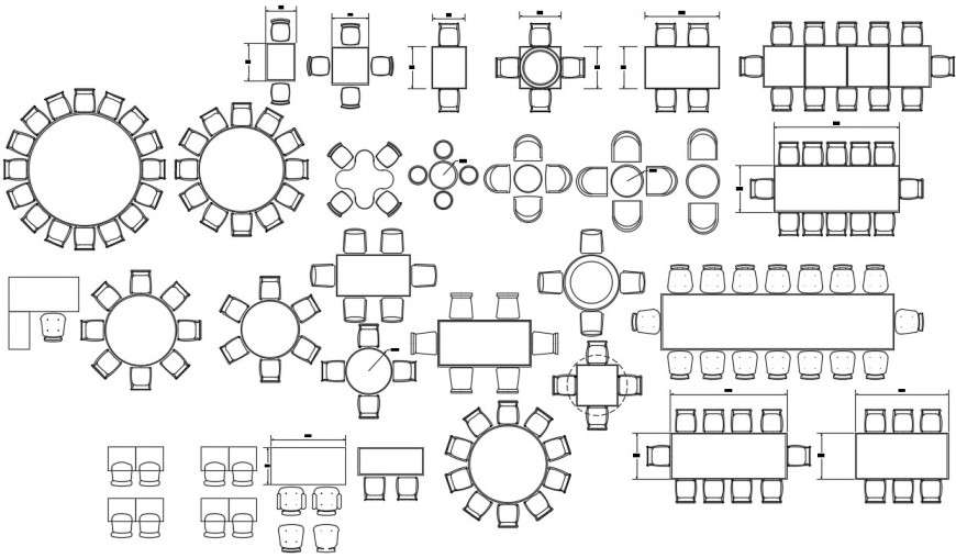 2d drawings details of furniture table and chair units dwg file - Cadbull